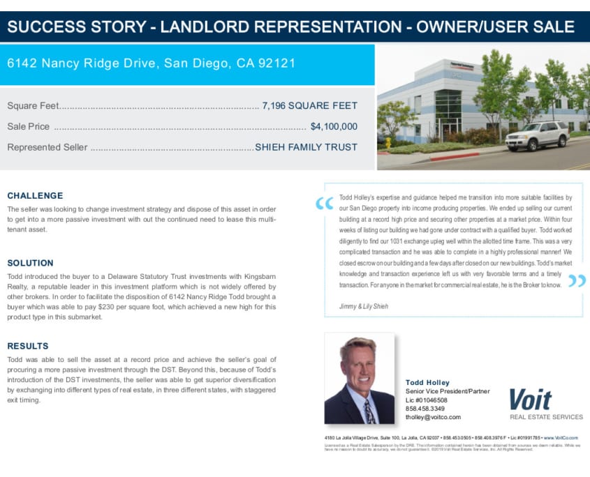 TODD HOLLEY, SIOR - Voit Real Estate Services